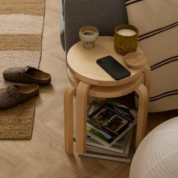 Artek X Marimekko Stool 60 Seireeni - Solid Birch | Editorialist